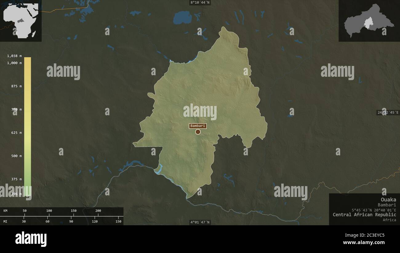 Ouaka, prefecture of Central African Republic. Colored shader data with ...