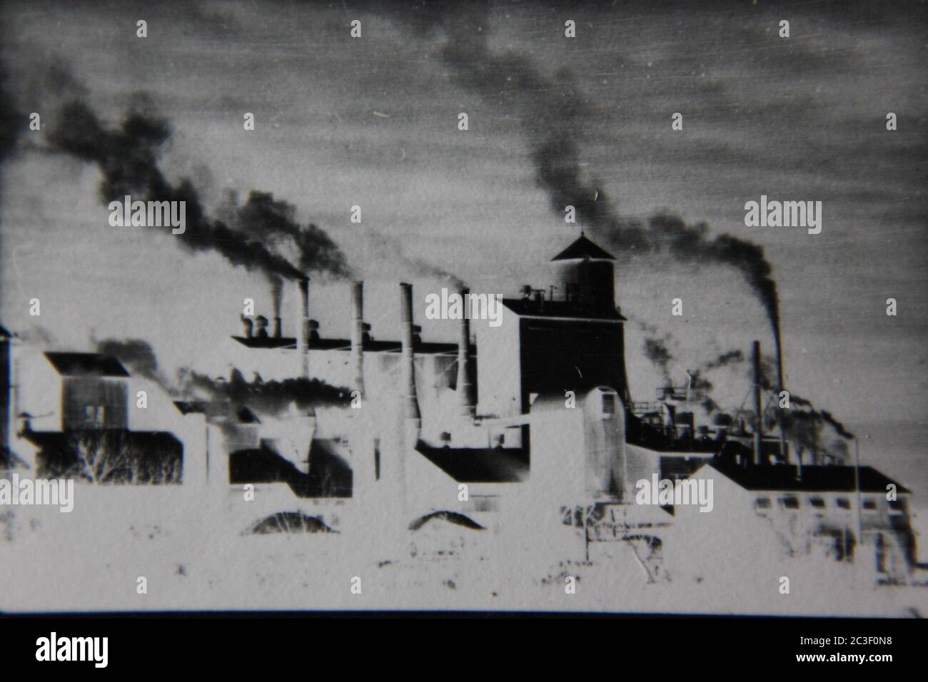 Fine 70s vintage black and white extreme photography of a polluting ...
