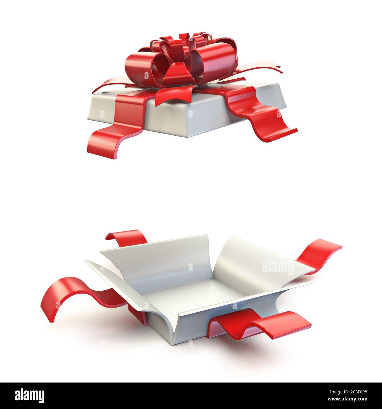 Opened wrapped present box Cut Out Stock Images & Pictures - Alamy