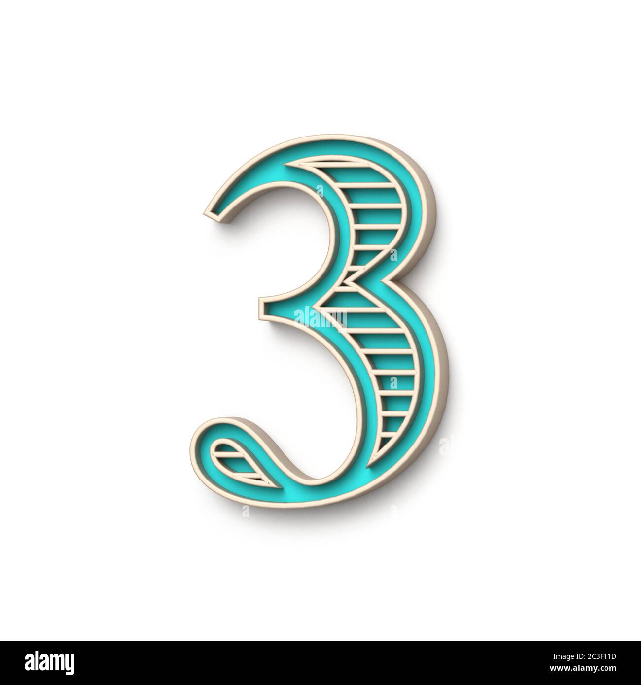 Classic old fashioned font Number 3 THREE 3D Stock Photo - Alamy