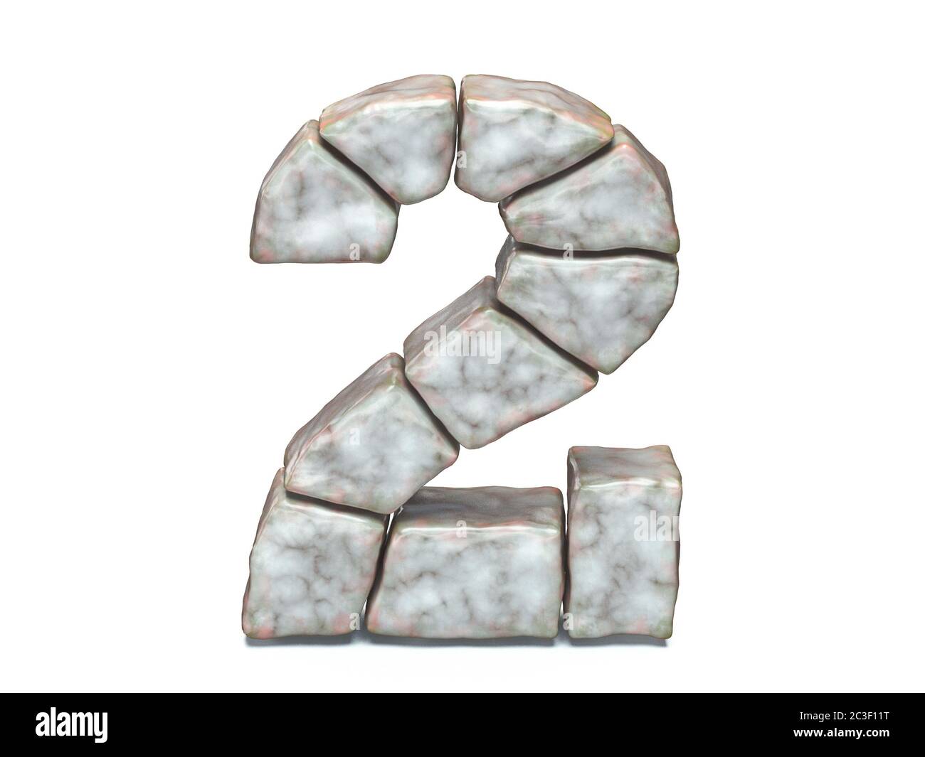 Rock masonry font Number 2 TWO 3D Stock Photo - Alamy