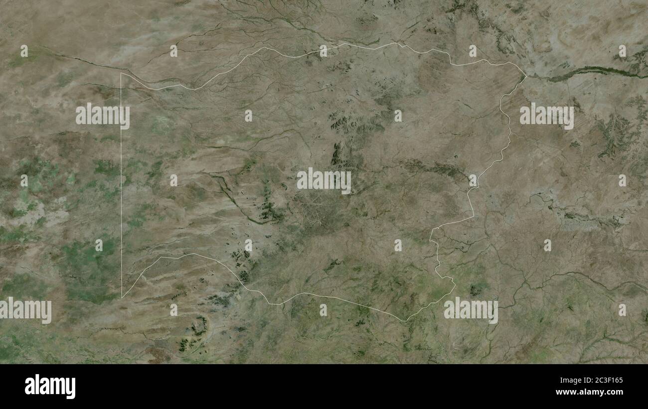 Wadi Fira, region of Chad. Satellite imagery. Shape outlined against ...