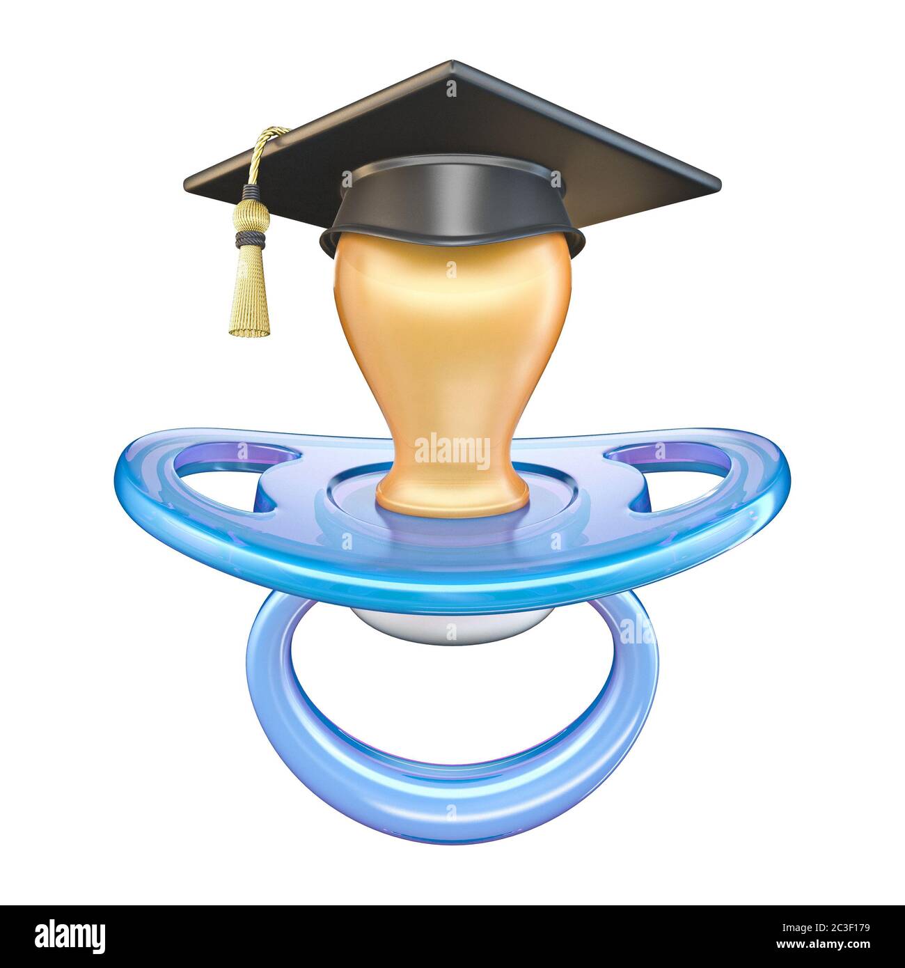 Blue pacifier with graduation cap 3D Stock Photo - Alamy