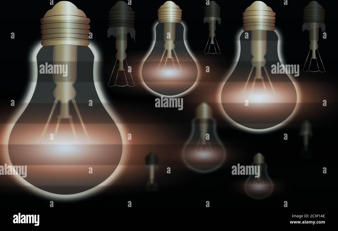 Realistic Colored Vintage Light Bulbs, Idea Sign Solution Thinking ...