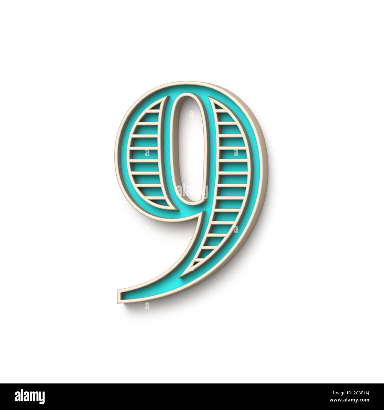 Classic old fashioned font Number 9 NINE 3D Stock Photo - Alamy