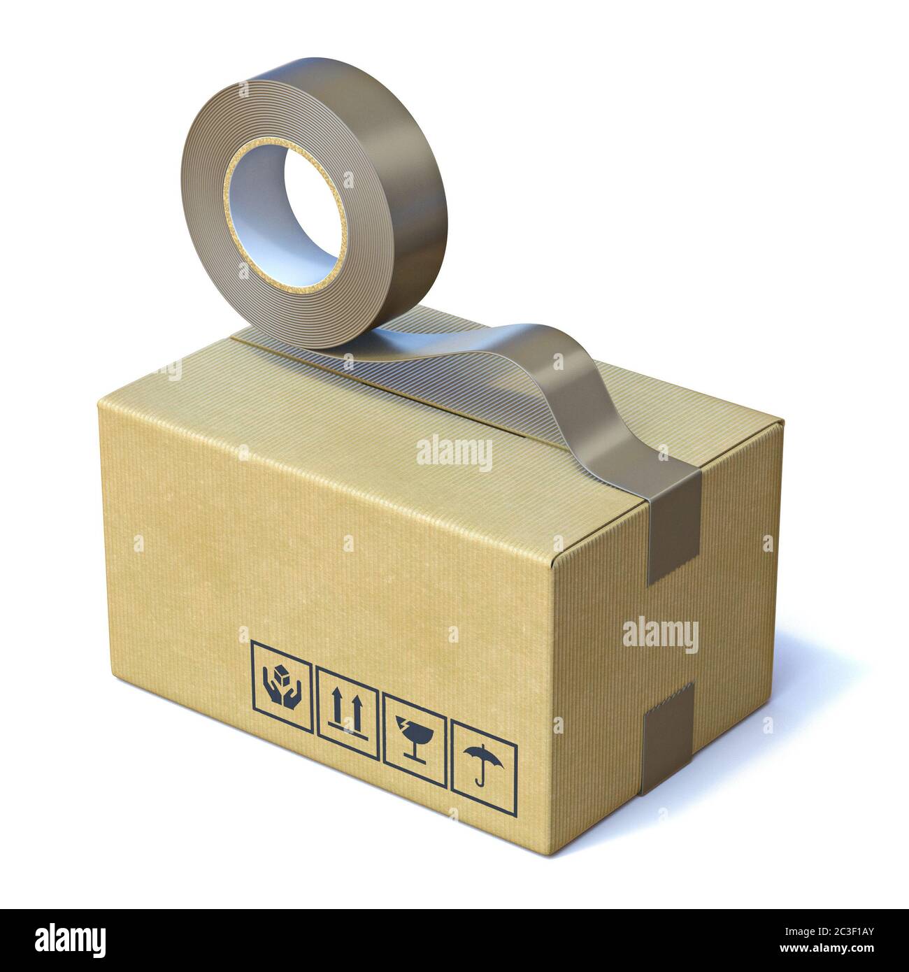Taping cardboard box 3D Stock Photo - Alamy