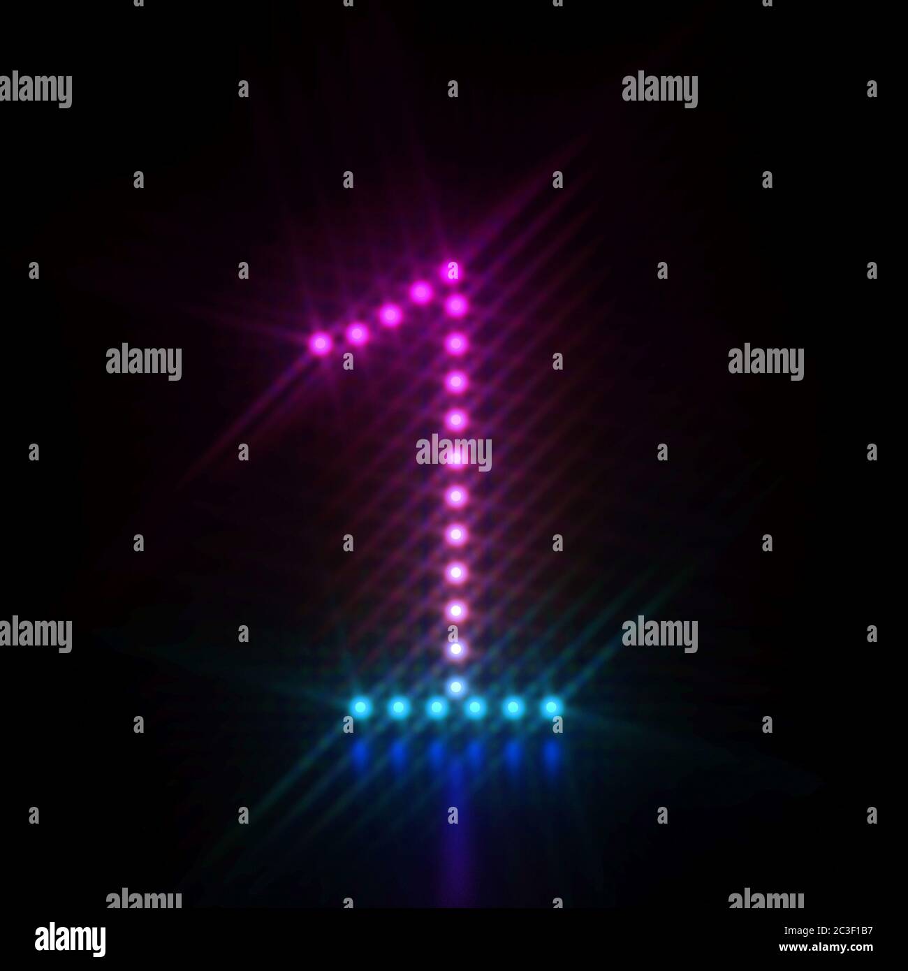 Pink blue dot light font Number 1 ONE 3D Stock Photo - Alamy
