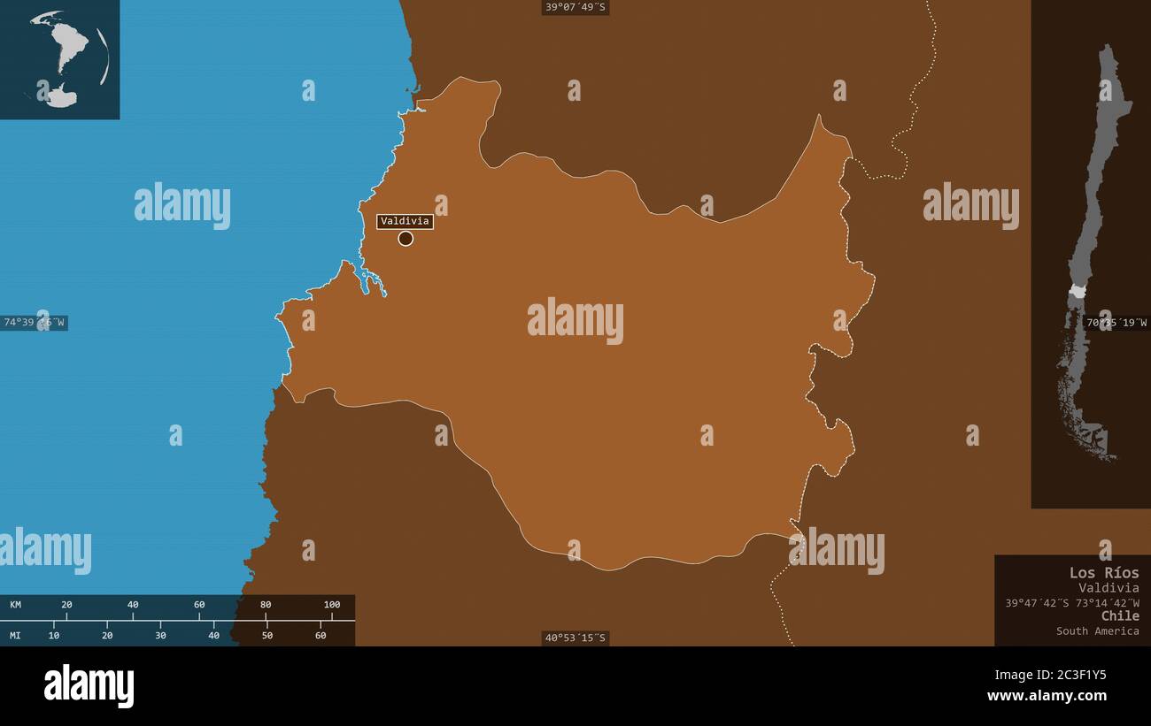 Los Ríos, region of Chile. Patterned solids with lakes and rivers ...