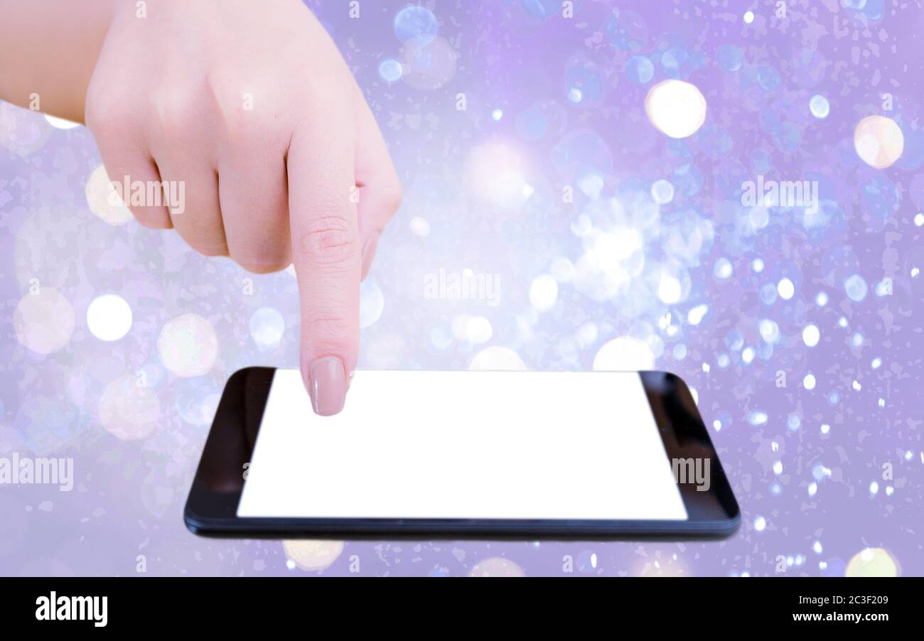 Modern Gadgets With White Display Screen Under Colorful Bokeh ...