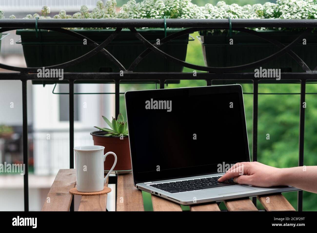 Personal Workplace Overview With Laptop Device Used For Individual ...