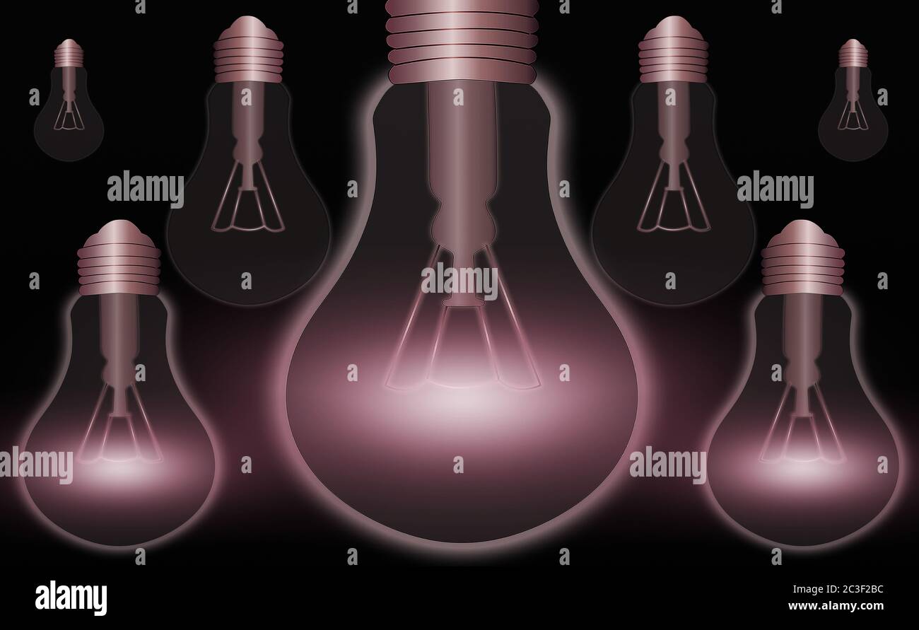 Realistic Colored Vintage Light Bulbs, Idea Sign Solution Thinking ...