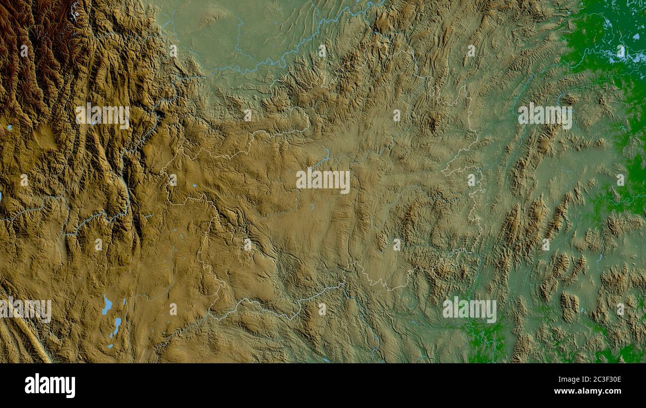 Guizhou, province of China. Colored shader data with lakes and rivers ...