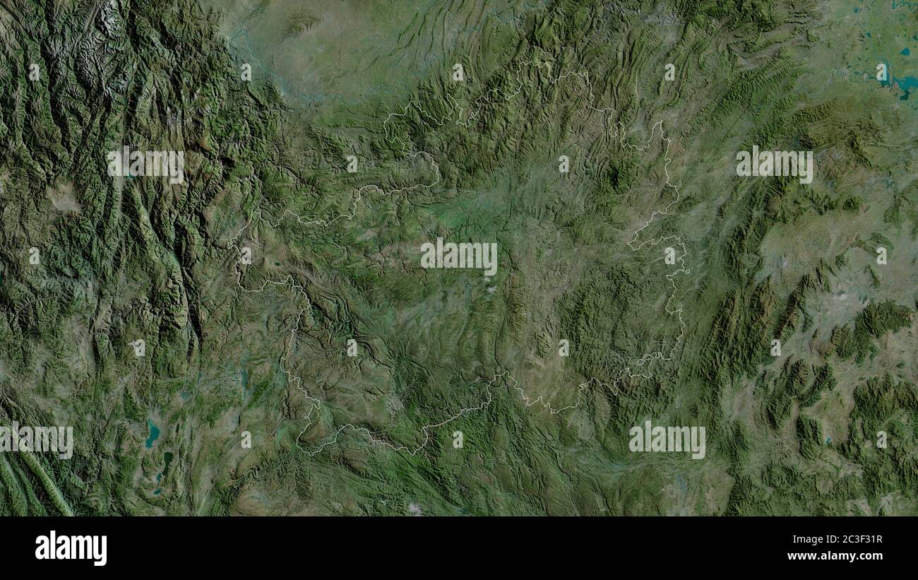 Guizhou, province of China. Satellite imagery. Shape outlined against ...