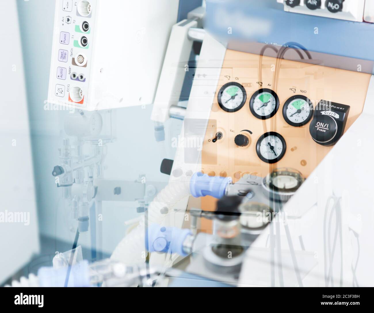 Image of medical ventilator. Hospital respiratory ventilation. Patient ...