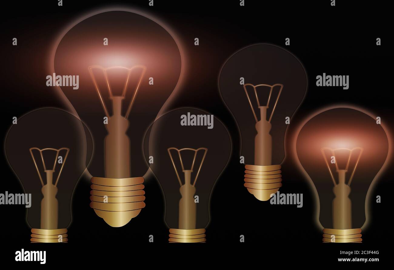 Realistic Colored Vintage Light Bulbs, Idea Sign Solution Thinking ...