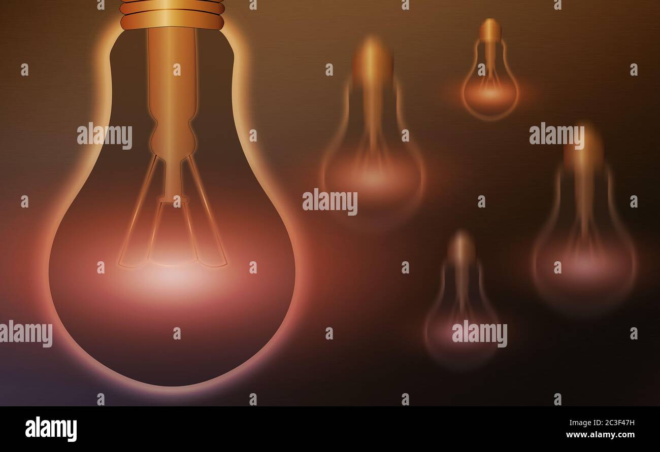 Realistic Colored Vintage Light Bulbs, Idea Sign Solution Thinking ...