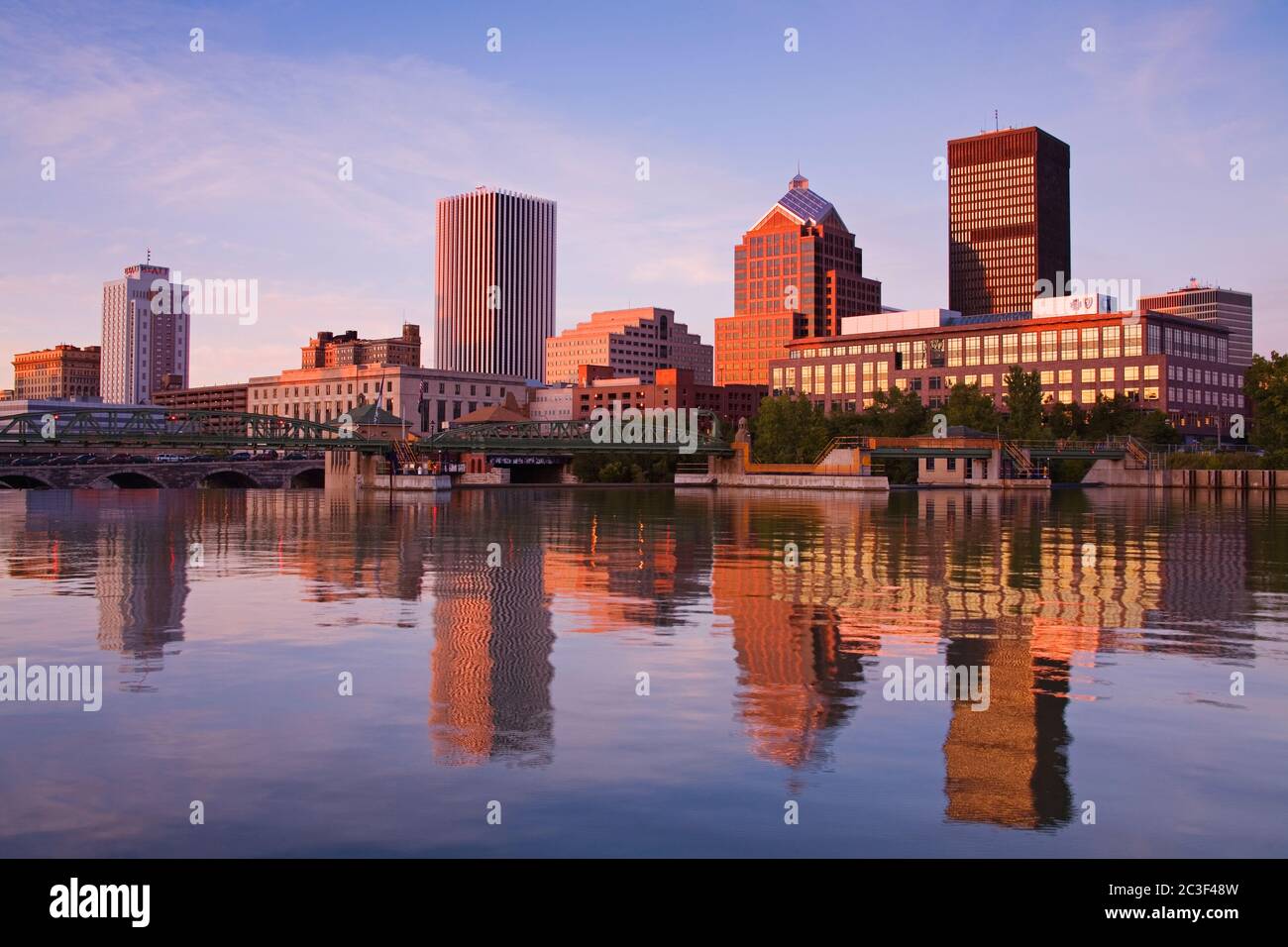 Genesee River & Rochester Skyline, New York State, USA Stock Photo - Alamy