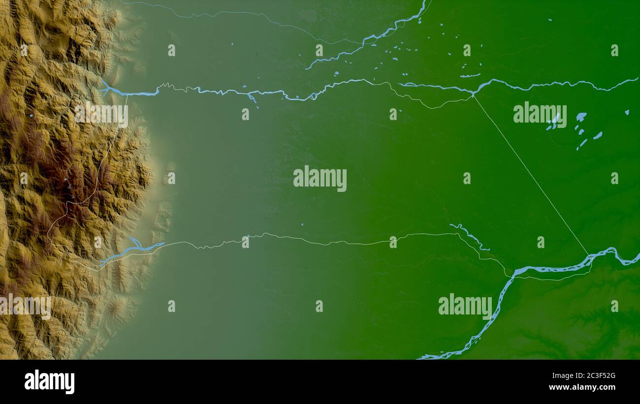 Arauca, intendancy of Colombia. Colored shader data with lakes and ...