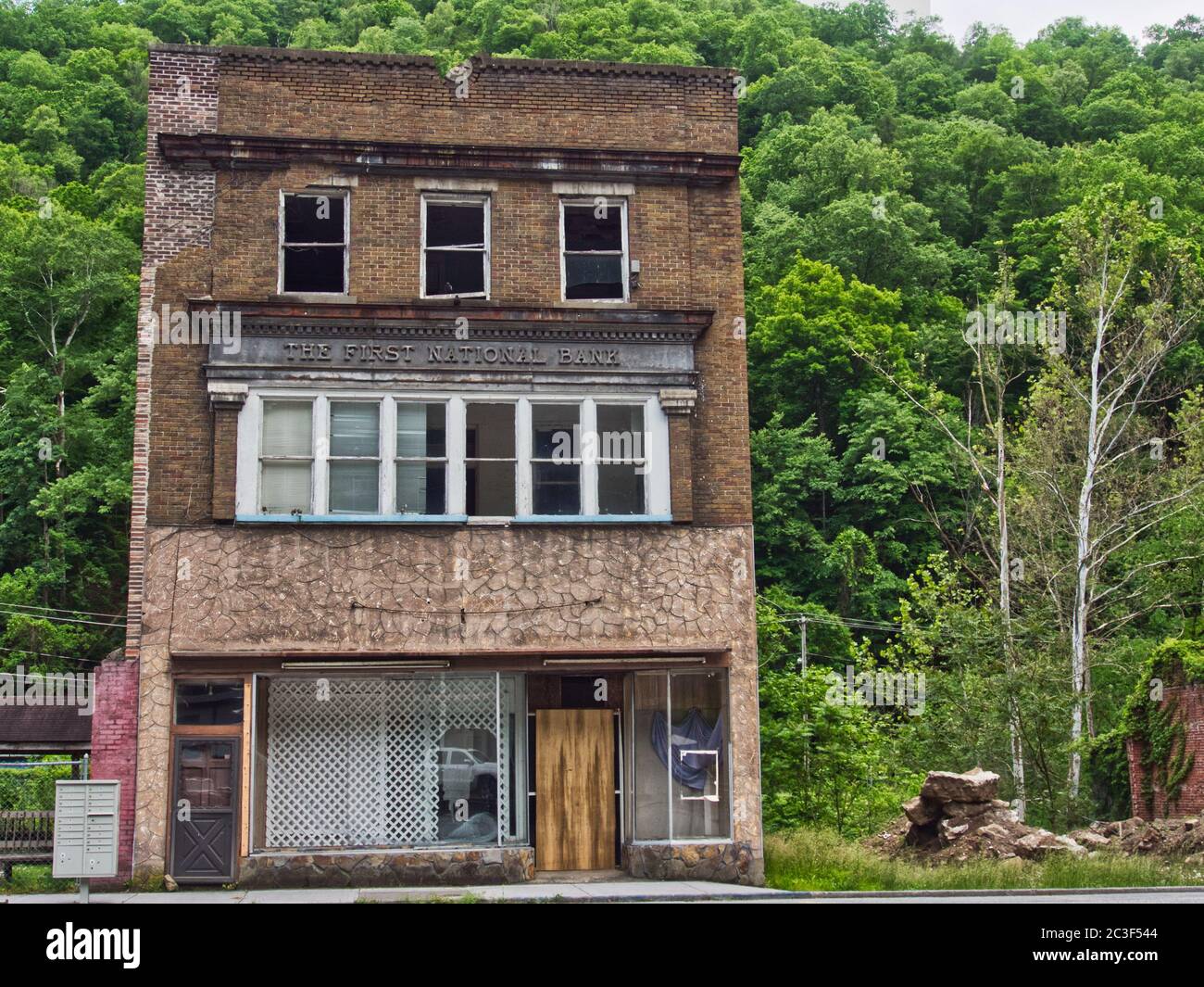 An Abandoned small town cityscape bank buildings Stock Photo - Alamy