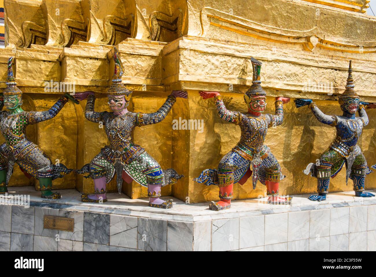 Statues of guards at Temple of Emerald Buddha in Bangkok Stock Photo ...