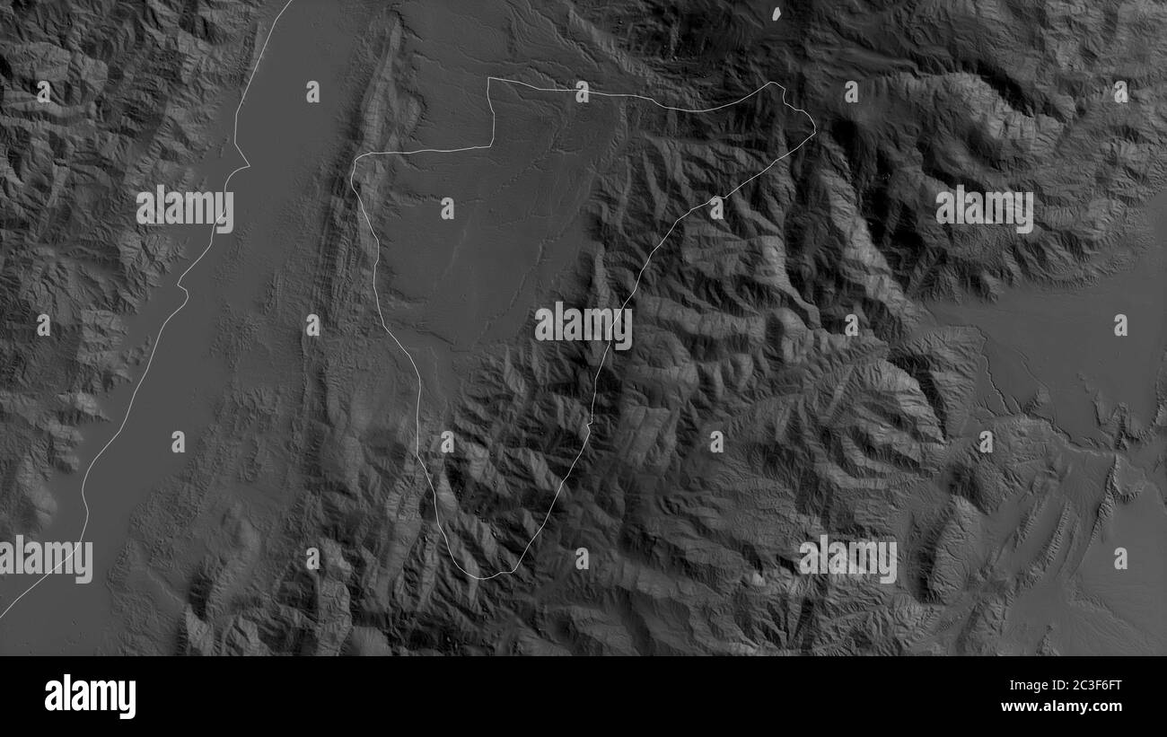 Quindío, department of Colombia. Grayscaled map with lakes and rivers ...