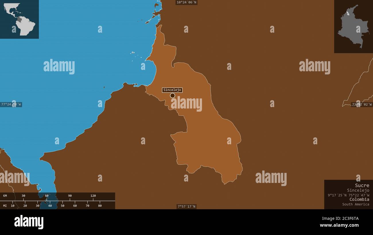 Sucre, department of Colombia. Patterned solids with lakes and rivers ...