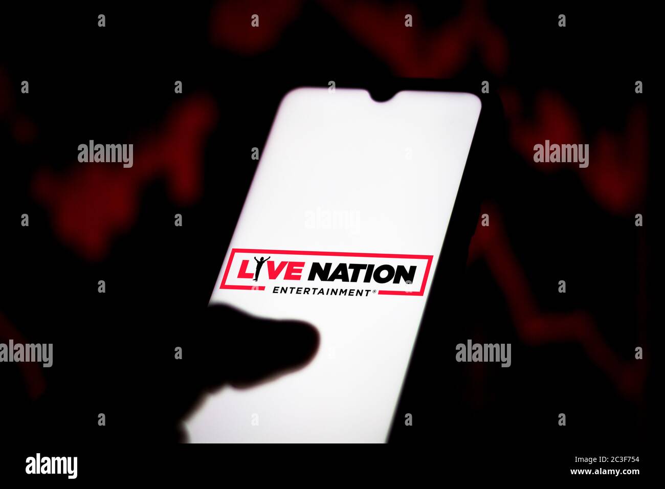 In this photo illustration the Live Nation Entertainment logo seen ...