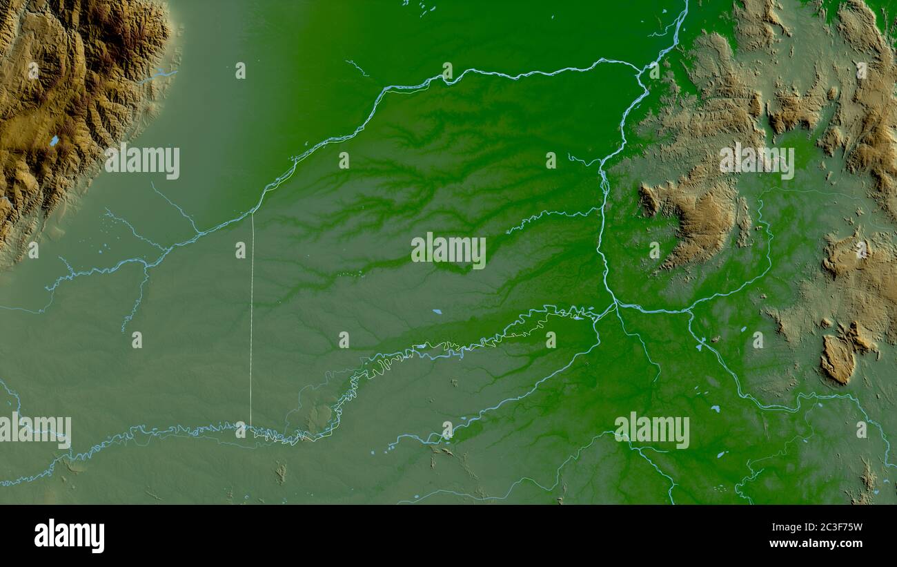 Vichada, commissiary of Colombia. Colored shader data with lakes and ...