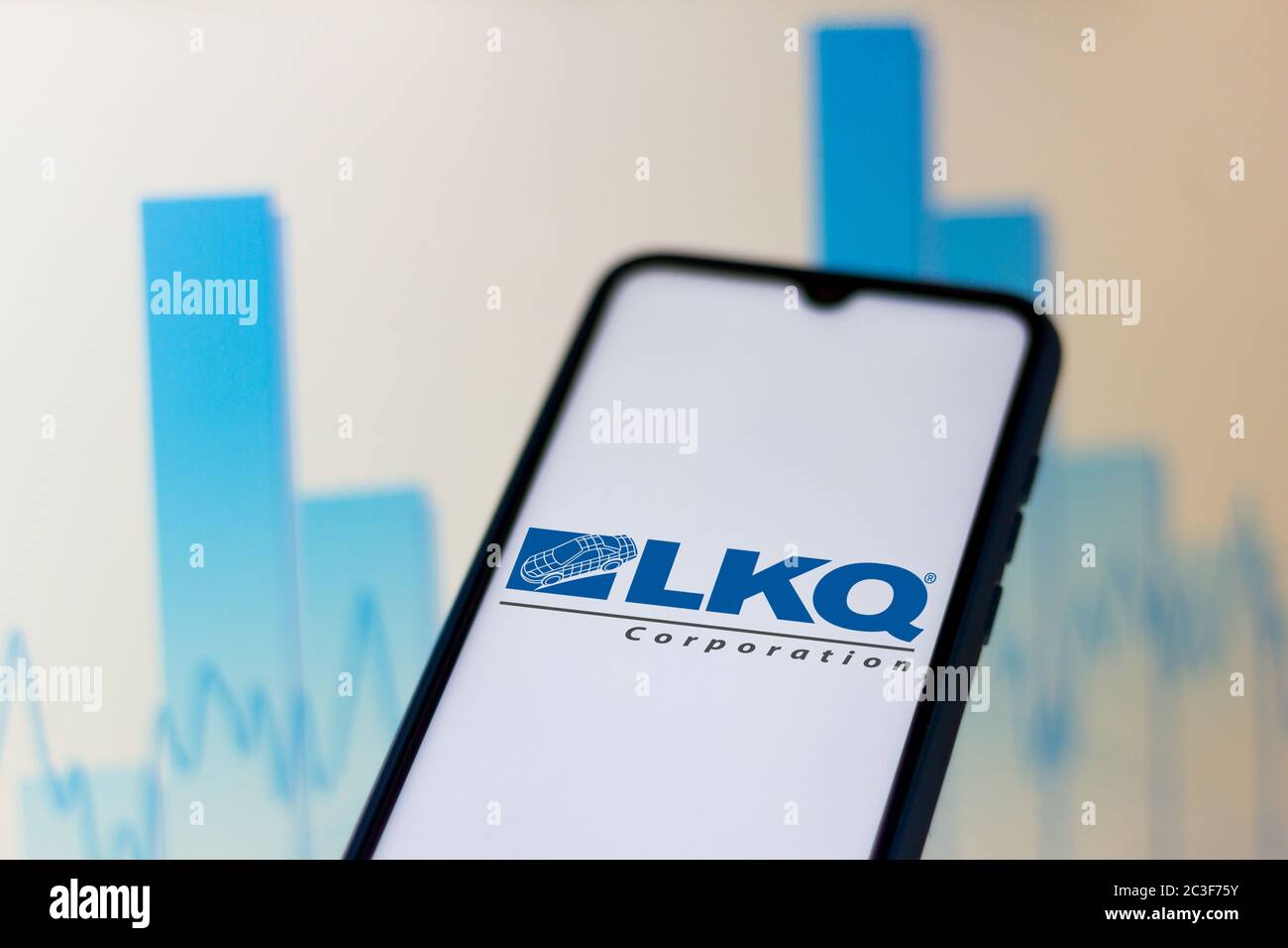 In this photo illustration the LKQ Corporation logo seen displayed on a ...