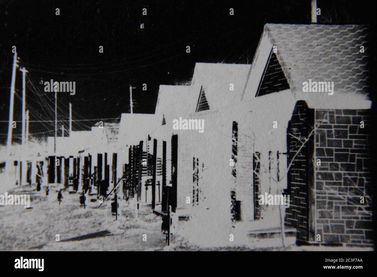 Fine 70s vintage black and white extreme photography of a row of ...