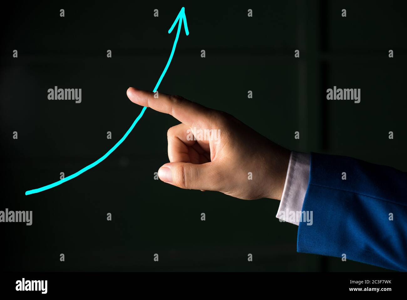 Digital Arrowhead Curve Rising Upward Denoting Growth Development ...