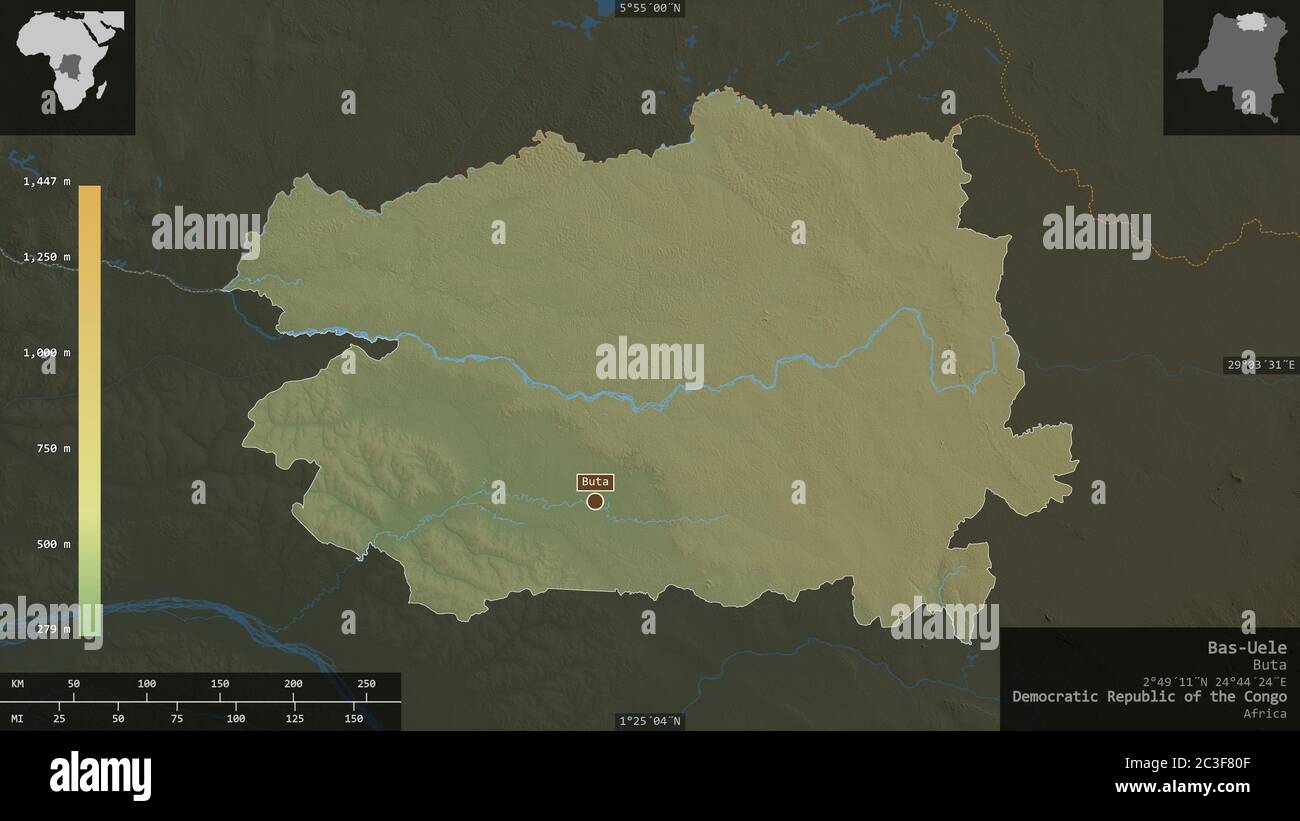 Bas-Uele, province of Democratic Republic of the Congo. Colored shader ...