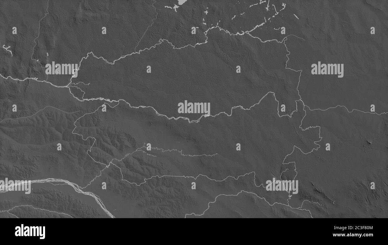 Bas-Uele, province of Democratic Republic of the Congo. Grayscaled map ...