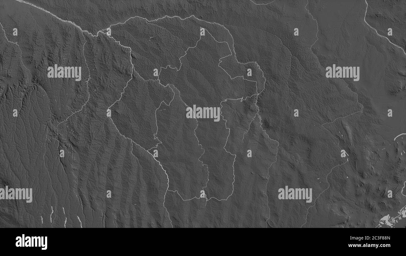 Kasaï-Central, province of Democratic Republic of the Congo. Grayscaled ...