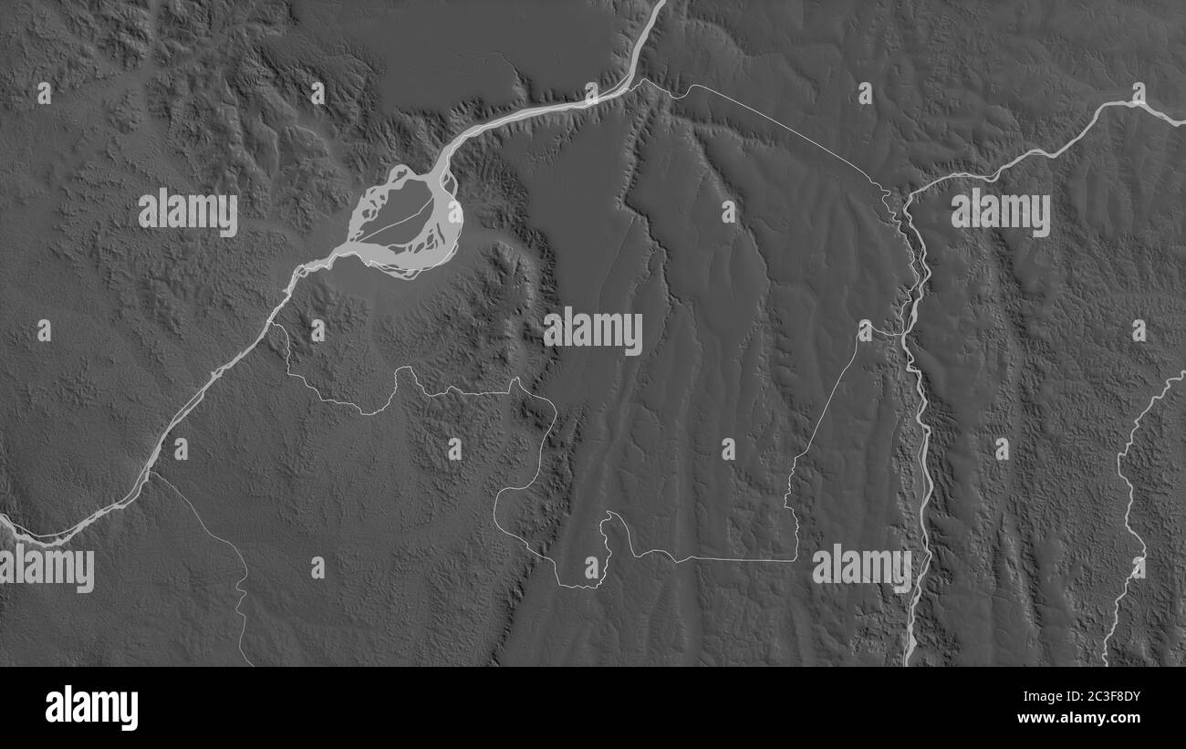 Kinshasa, province of Democratic Republic of the Congo. Grayscaled map ...