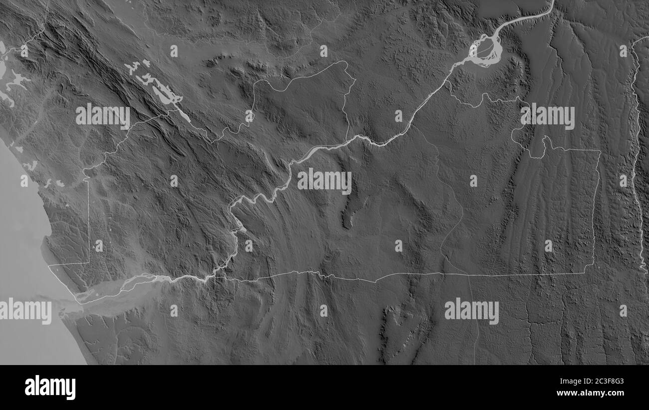 Kongo-Central, province of Democratic Republic of the Congo. Grayscaled ...