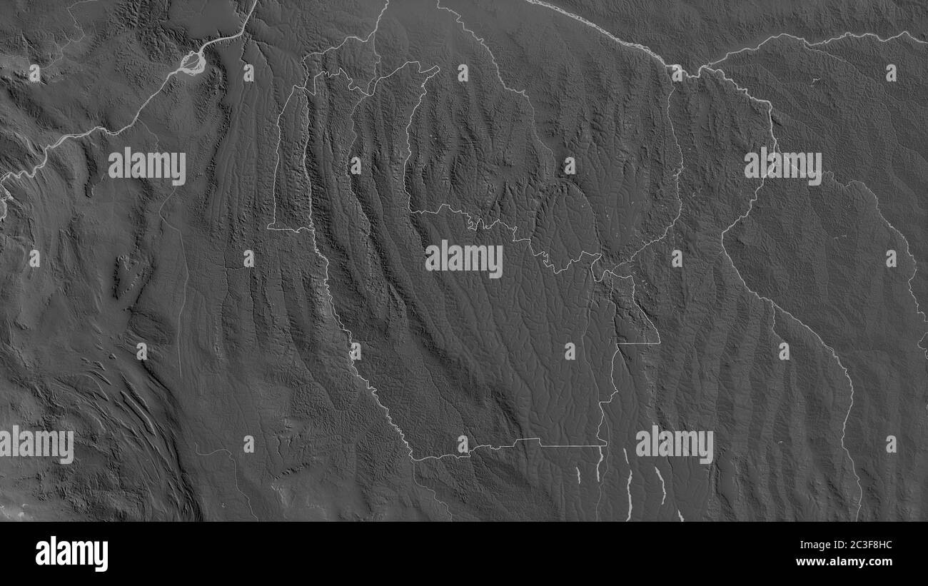 Kwango, province of Democratic Republic of the Congo. Grayscaled map ...