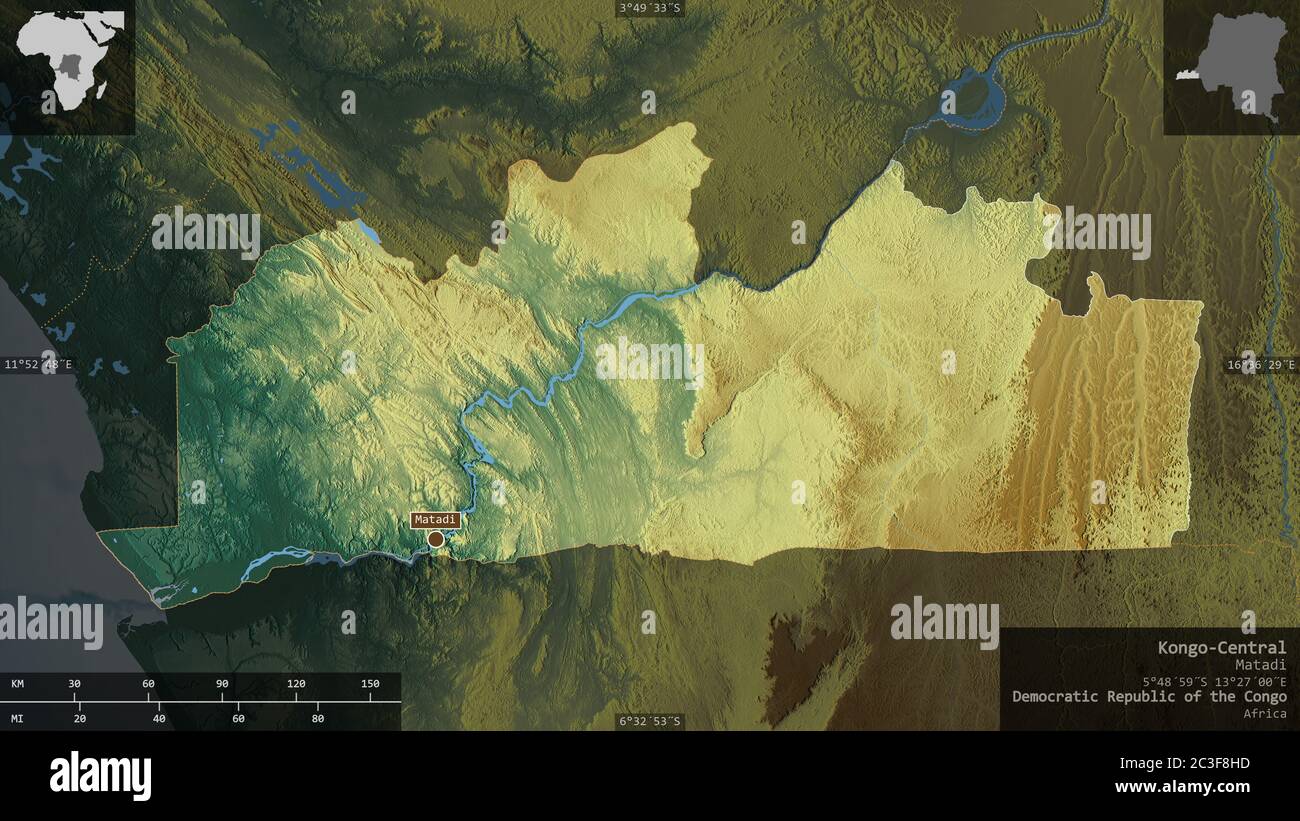 Kongo-Central, province of Democratic Republic of the Congo. Colored ...