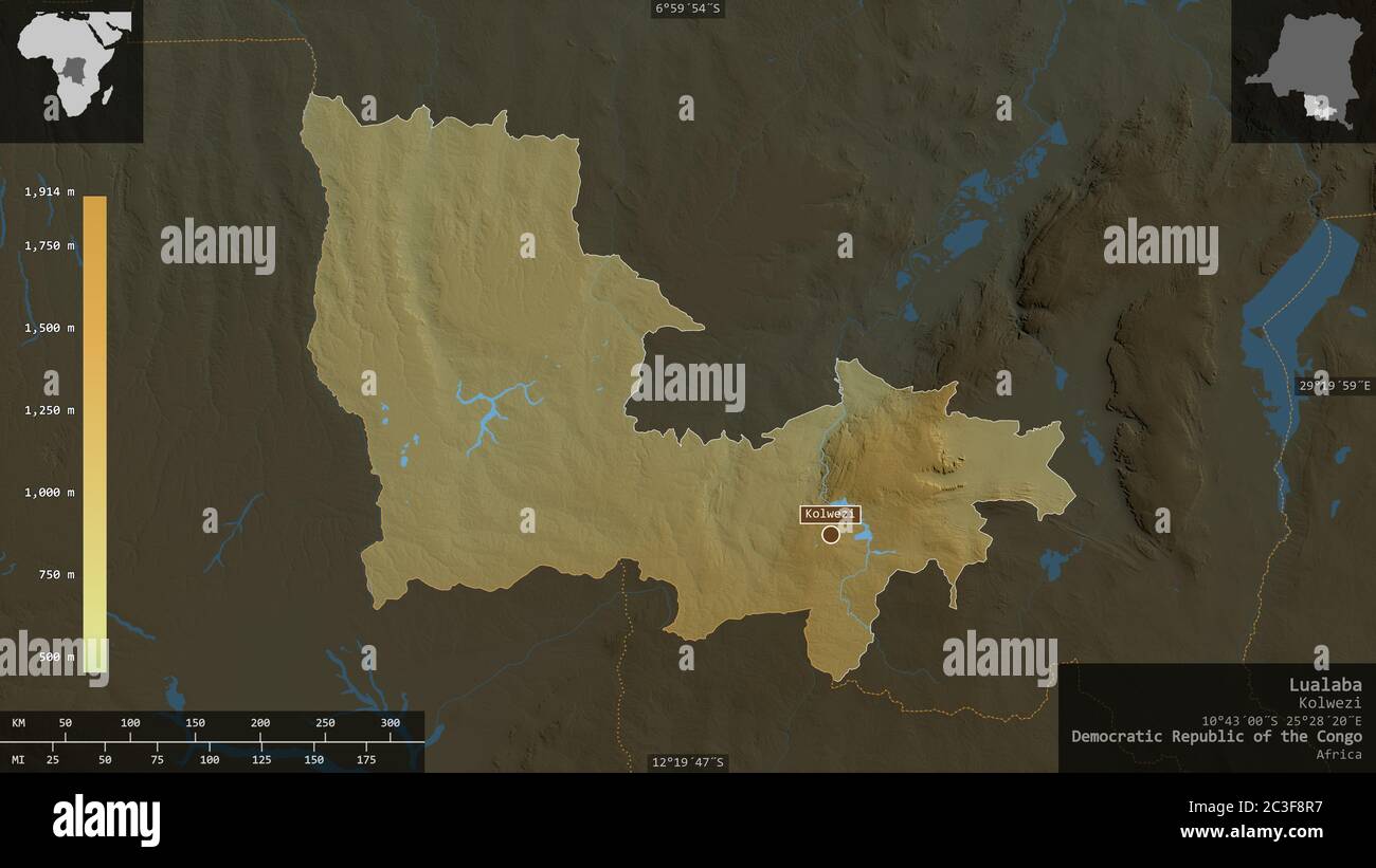 Lualaba, province of Democratic Republic of the Congo. Colored shader ...