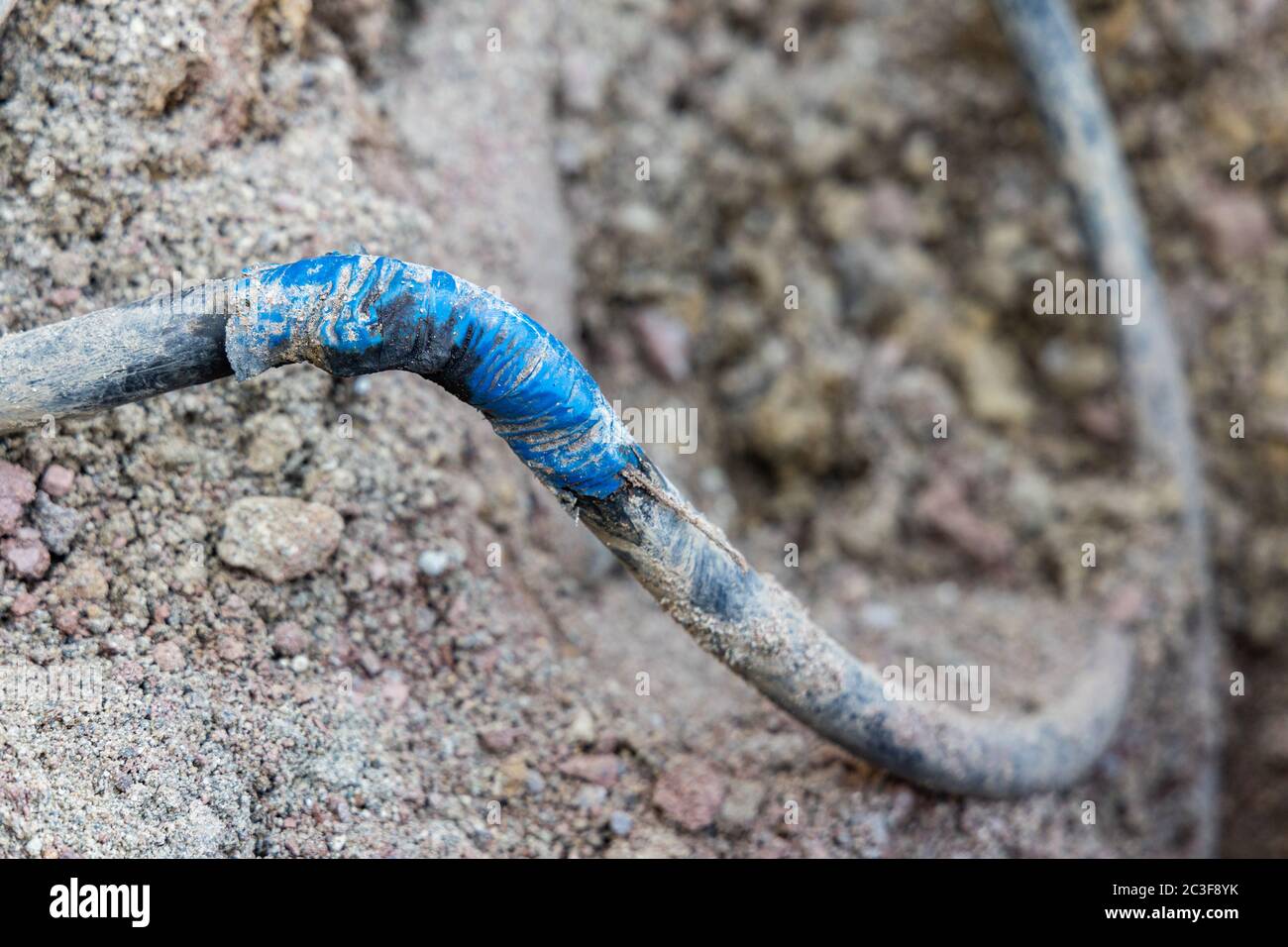 improper repair of cable after excavator damage Stock Photo - Alamy