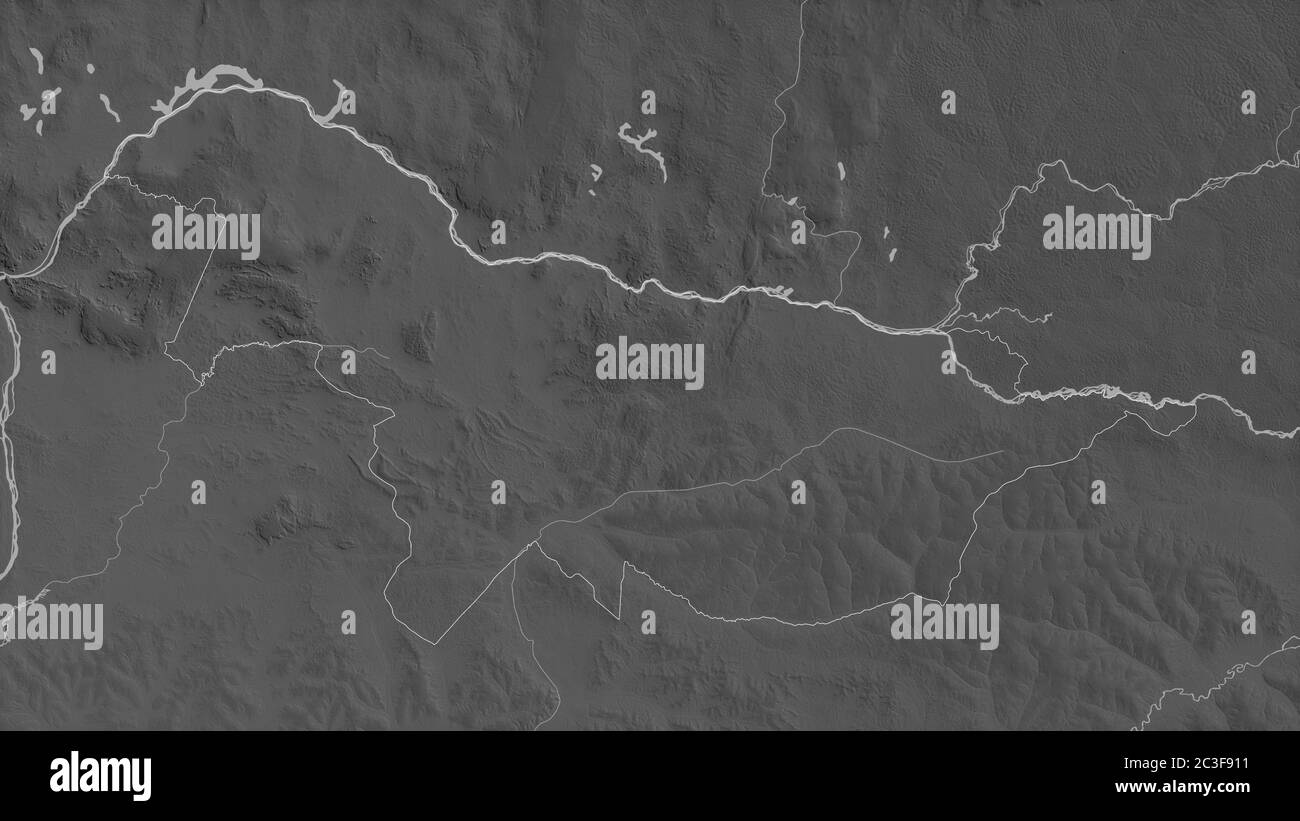 Nord-Ubangi, province of Democratic Republic of the Congo. Grayscaled ...