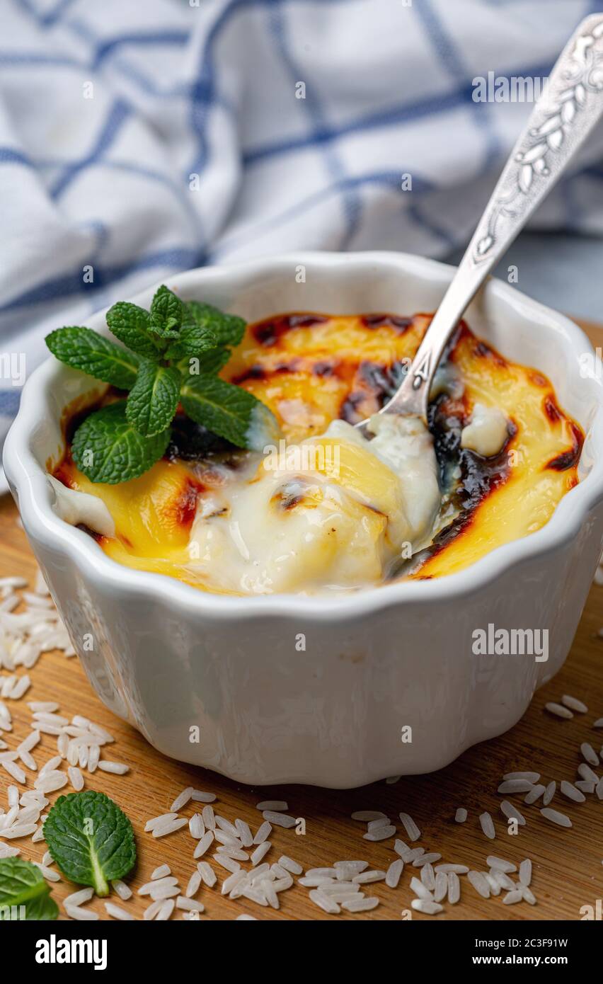 Baked rice pudding.Turkish dessert Stock Photo - Alamy