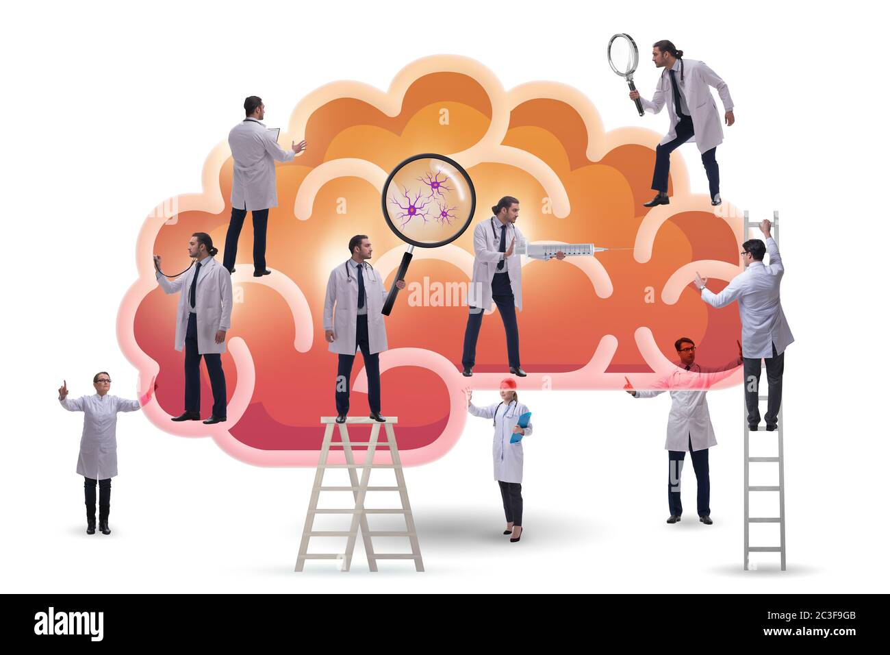 The team of doctors examining human brain Stock Photo - Alamy