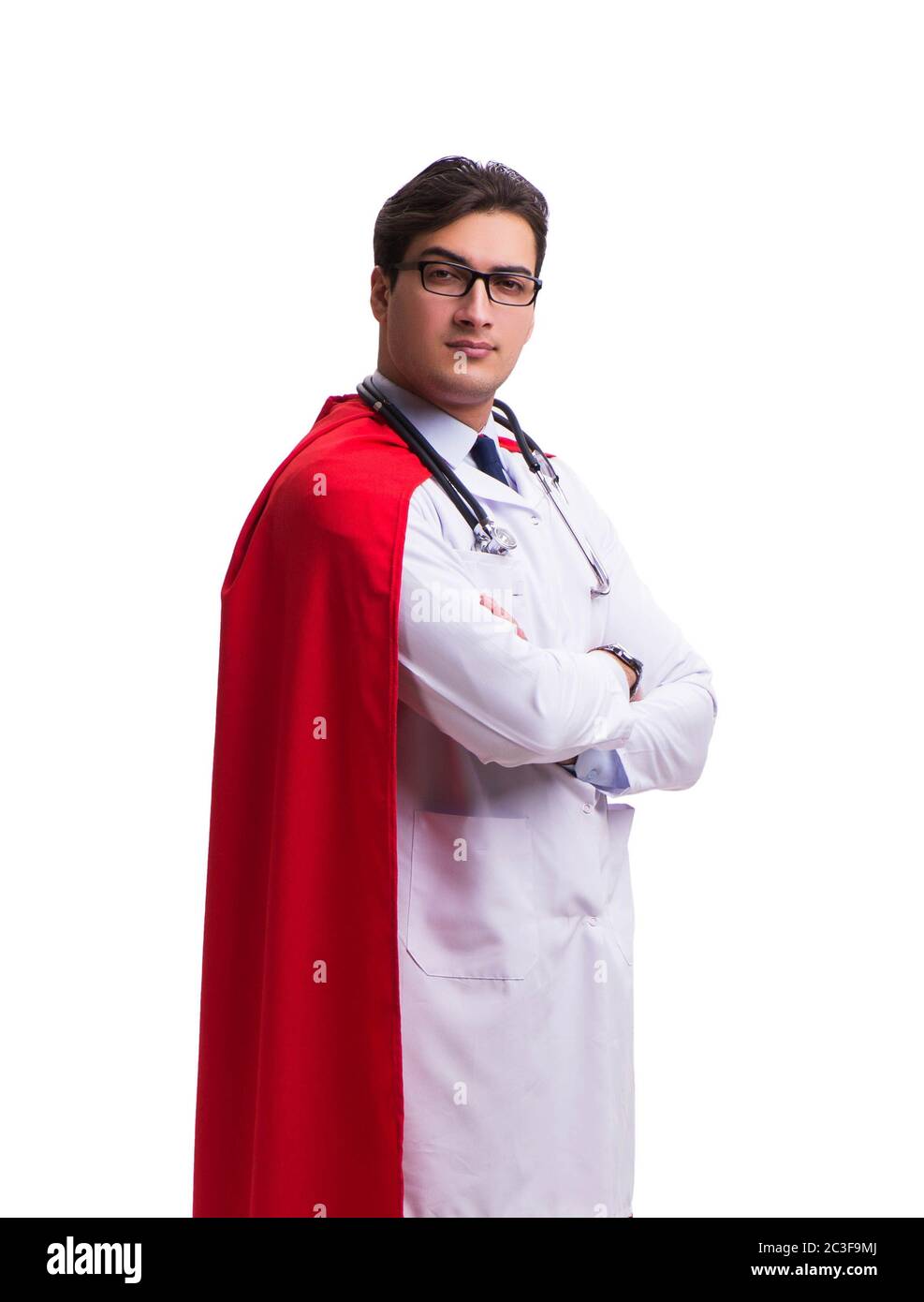 Super hero doctor isolated on white Stock Photo - Alamy