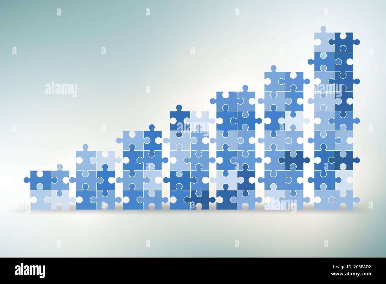 Growth chart made of jigsaw puzzle pieces - 3d rendering Stock Photo ...