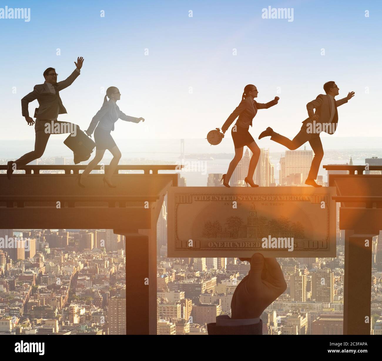 Financial concept crossing dollar bridge Stock Photo - Alamy