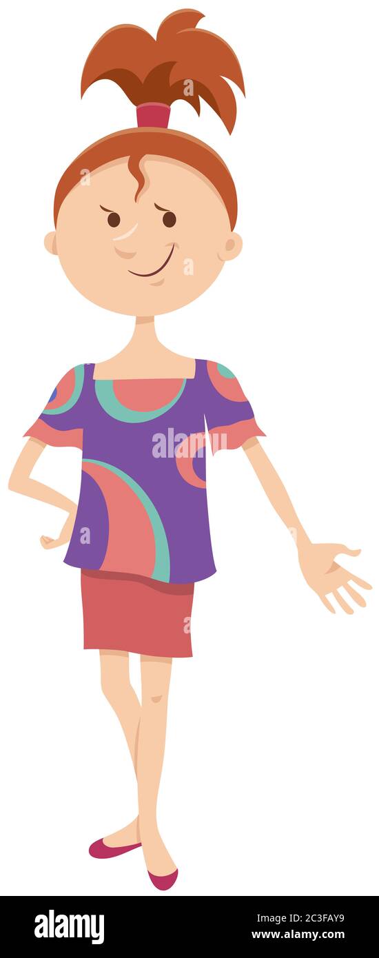 funny girl comic character cartoon illustration Stock Photo - Alamy