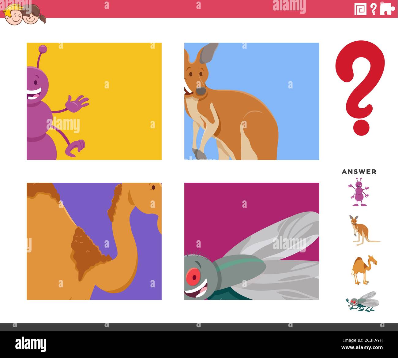 guess cartoon animals game for kids Stock Photo - Alamy