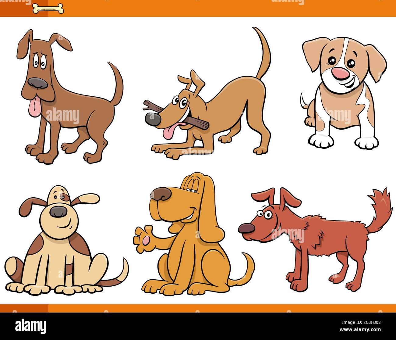 dogs and puppies comic animal characters set Stock Photo - Alamy