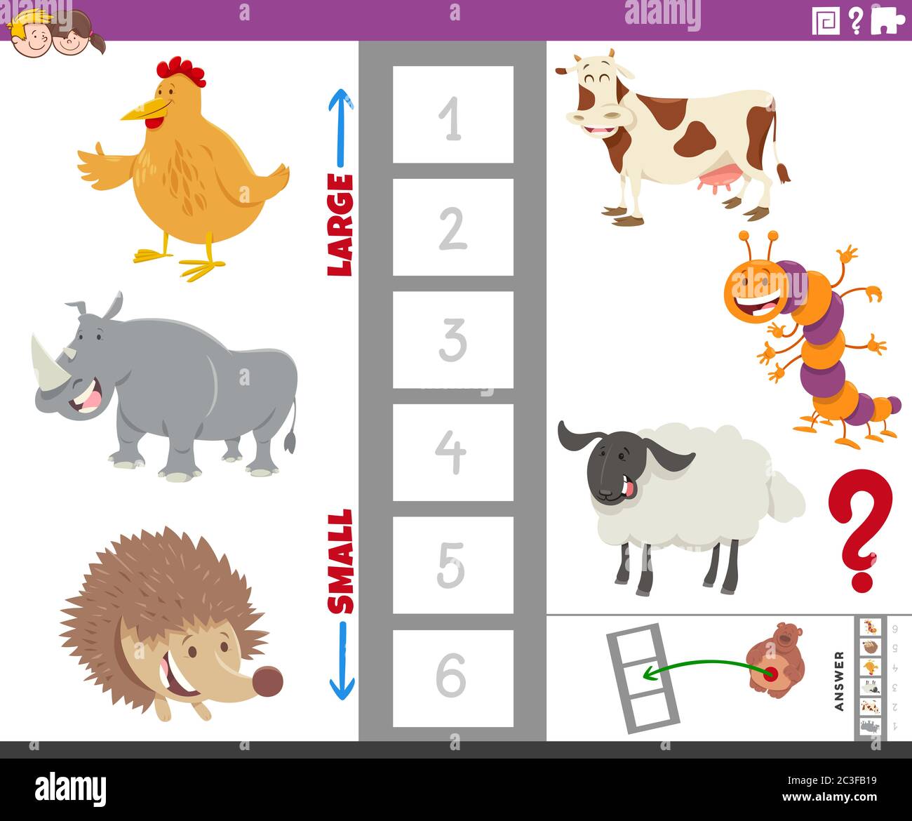 educational task with large and small animal species Stock Photo - Alamy